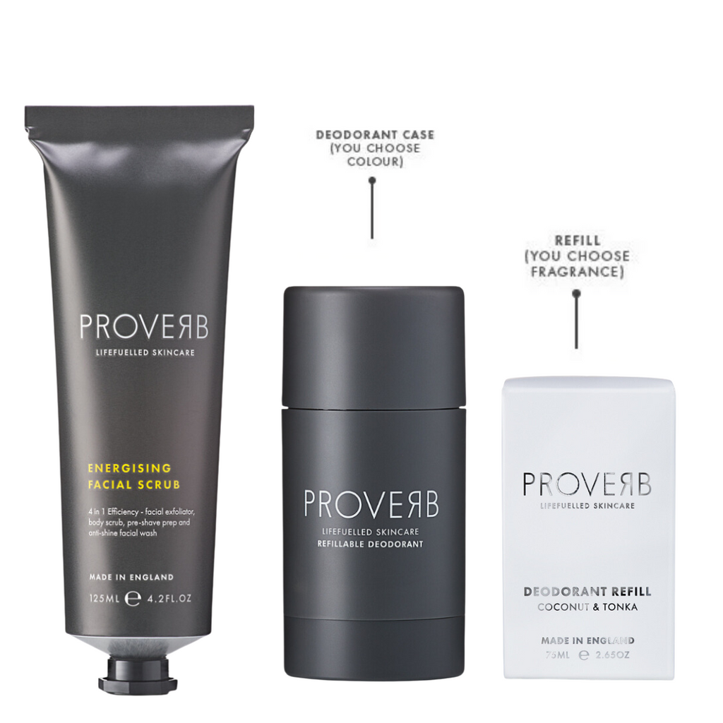 Energising Facial Scrub + Free Deodorant – Proverb